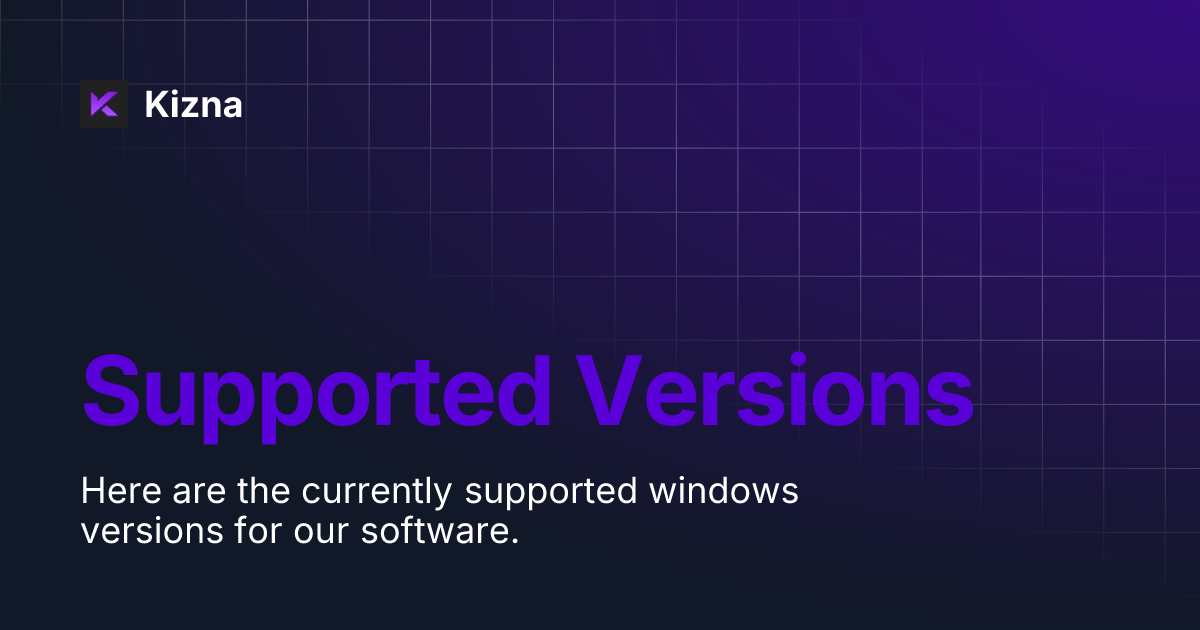 Supported Versions | Kizna